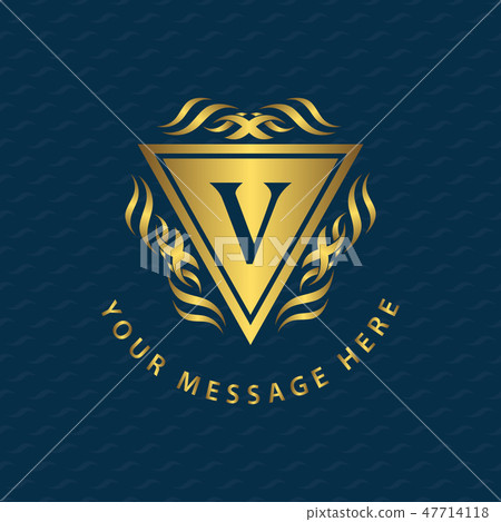Monogram design template. Elegant gold logo sing V - Stock Illustration ...