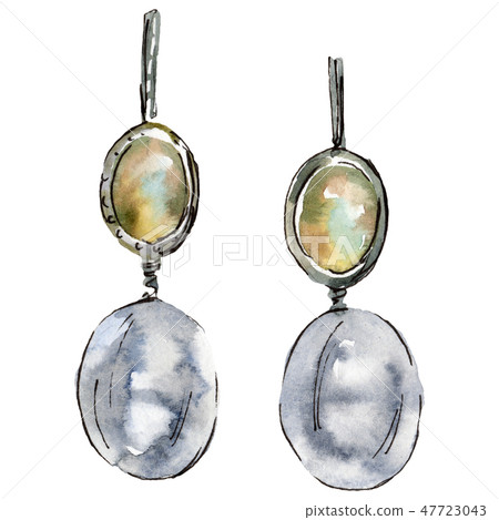 Silver earrings sketch glamour illustration in... - Stock Illustration ...