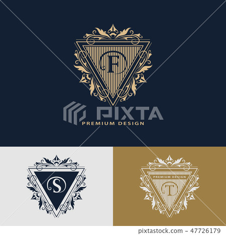 Logo template calligraphic ornament Letter F, S, T - Stock Illustration ...