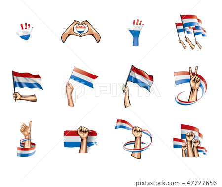 Netherlands flag and hand on white background.... - Stock Illustration ...