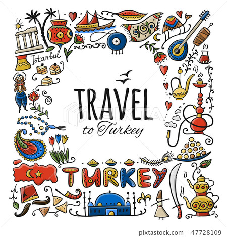 Travel to Turkey. Greeting card for your design - Stock Illustration ...