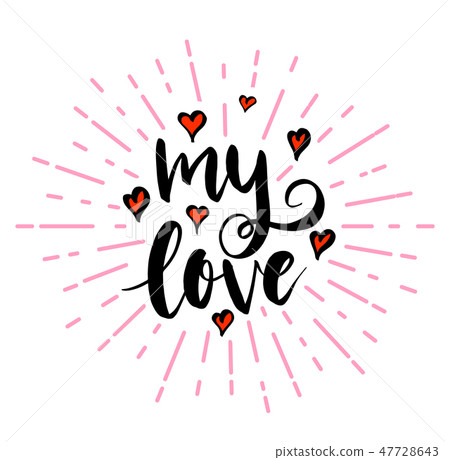 My love lettering with hearts - Stock Illustration [47728643] - PIXTA