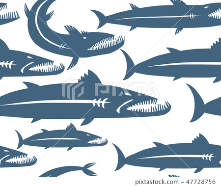 Barracuda fish, seamless pattern for your design - Stock Illustration ...