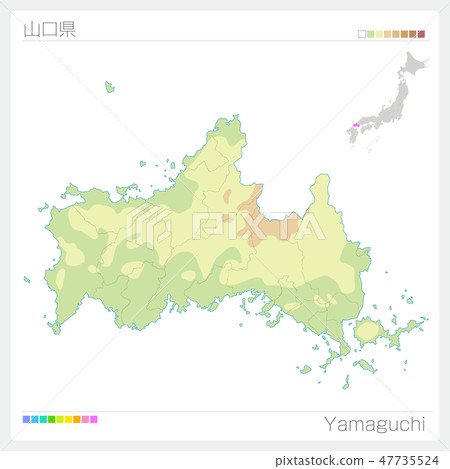 Map of Yamaguchi Prefecture (contour line ·... - Stock Illustration ...