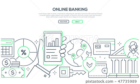 Online banking - modern line design style web... - Stock Illustration ...