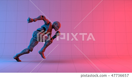 Robot fast run on gradient red violet background - Stock Illustration ...