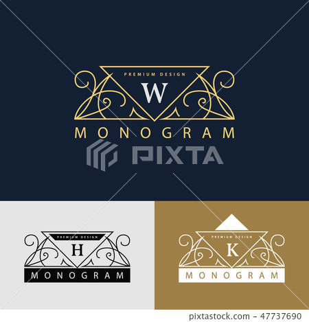 Monogram template logo. Emblem letter W. H, R - Stock Illustration ...
