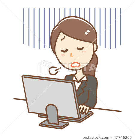 A woman sigh who operates a computer - Stock Illustration [47746263 ...
