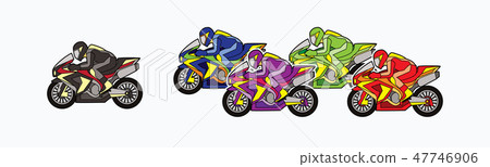 5 Motorcycles racing side view graphic vector - Stock Illustration ...