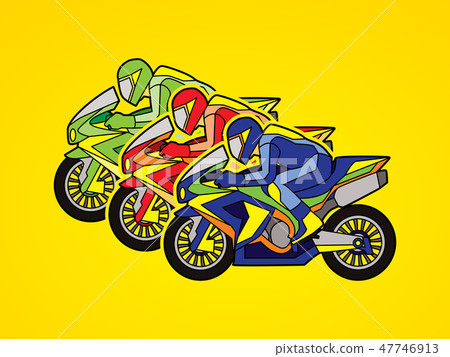 3 Motorcycles racing side view graphic vector - Stock Illustration ...