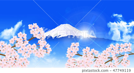 Mt. Fuji Sakura Spring background - Stock Illustration [47749119] - PIXTA
