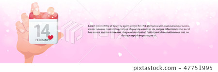 human hand holding calendar 14 february happy... - Stock Illustration ...