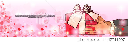 human hands giving gift box present happy...-插圖素材 [47751997] - PIXTA圖庫