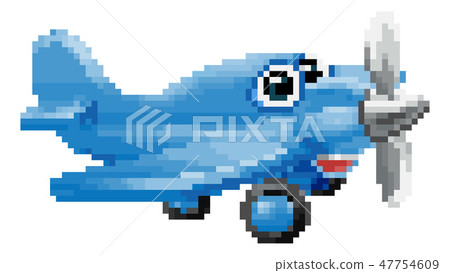 Airplane 8 Bit Pixel Game Art Cartoon Character - Stock Illustration ...