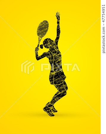 Woman tennis player serve graphic vector. - Stock Illustration ...