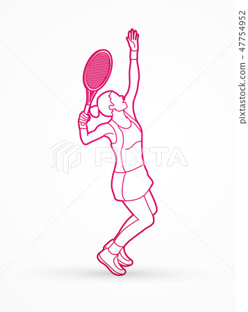 Woman tennis player serve graphic vector. - Stock Illustration ...