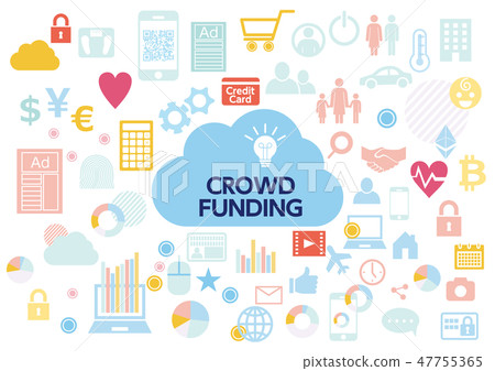 Cloud Funding and Multiple Icon Concepts Flat... - Stock Illustration ...