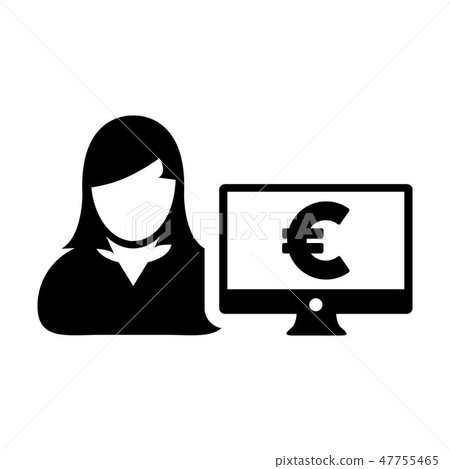 Finance icon vector female user person with Euro - Stock Illustration ...