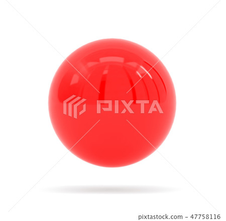 Red ball. Shiny sphere on white background. 3d... - Stock Illustration ...