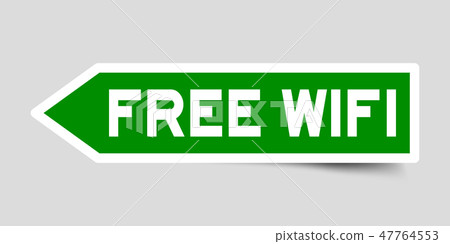 Sticker in green arrow shape with word free wifi - Stock Illustration ...