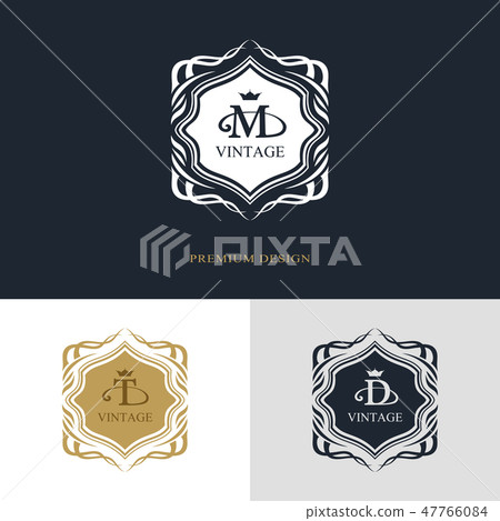 Monogram template logo. Letter emblem sing M, T, D - Stock Illustration ...