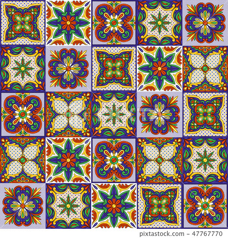 Mexican talavera ceramic tile pattern. Ethnic... - Stock Illustration ...