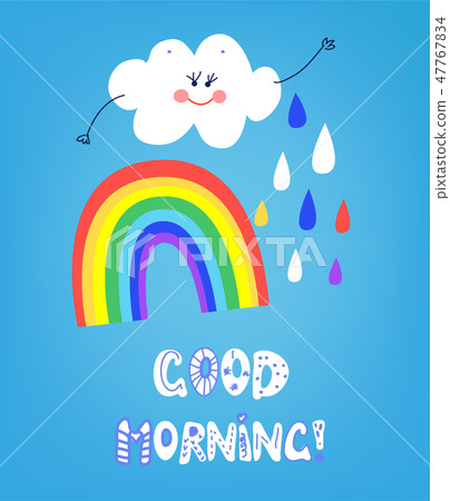 Rainbow good morning card illustration - Stock Illustration [47767834 ...