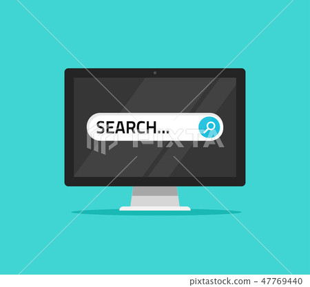 Search on computer vector illustration, flat...-插圖素材 [47769440] - PIXTA圖庫