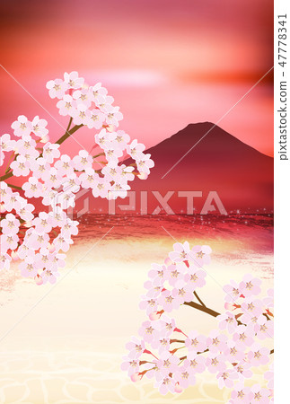 Mt. Fuji Sakura Spring background - Stock Illustration [47778341] - PIXTA
