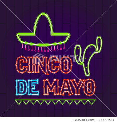 Cinco de mayo neon banner - Stock Illustration [47778683] - PIXTA