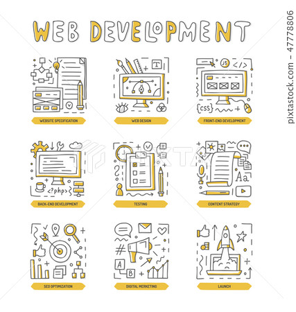 Web development doodle icons - Stock Illustration [47778806] - PIXTA