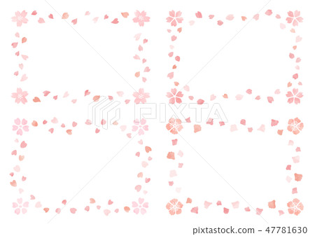 Hand-painted cherry tree frame 4 watercolor - Stock Illustration ...