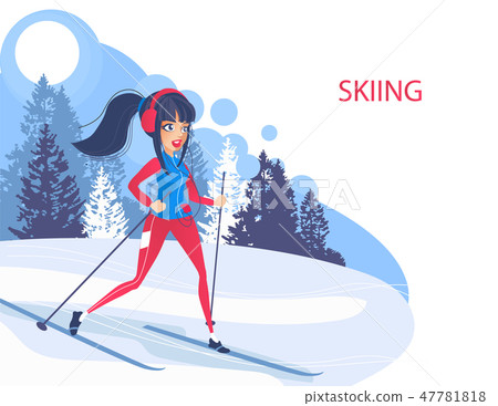 Smiley character quickly in the winter skiing... - Stock Illustration ...