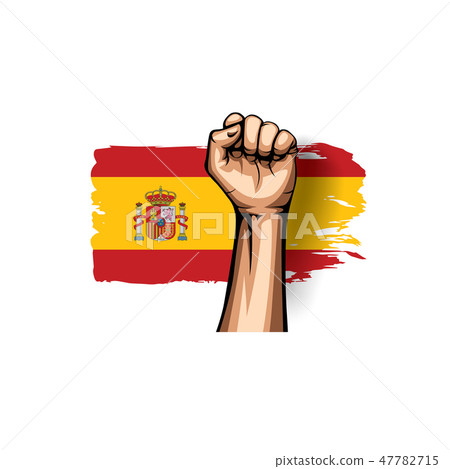 spain flag and hand on white background. Vector...-插圖素材 [47782715 ...