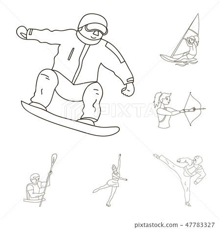 Different kinds of sports outline icons in set... - Stock Illustration ...