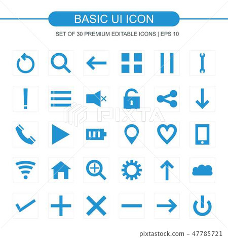 Basic icons set vector blue - Stock Illustration [47785721] - PIXTA