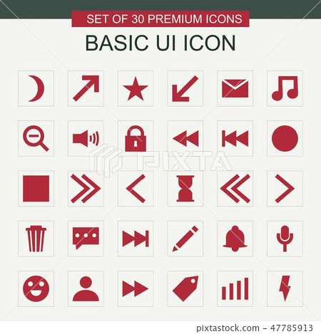 Basic icons set vector red - Stock Illustration [47785913] - PIXTA