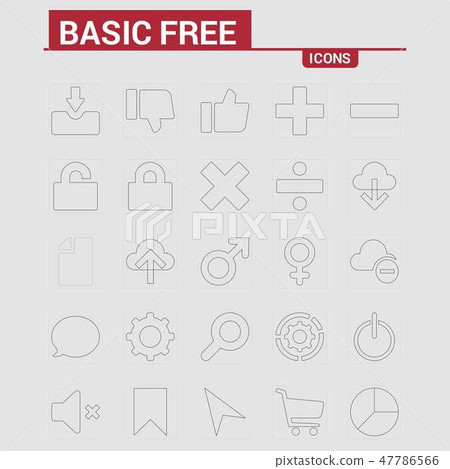 Basic line icons set - Stock Illustration [47786566] - PIXTA