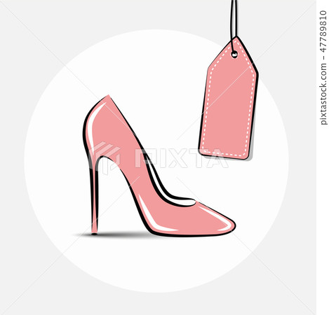 pink female shoe and pink price label-插圖素材 [47789810] - PIXTA圖庫