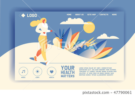 Jogging or running young woman in flat style - Stock Illustration ...