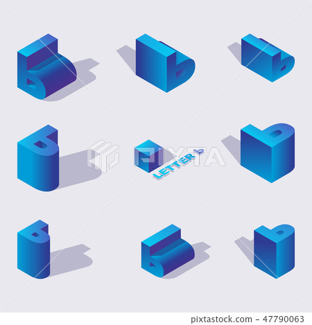 Vector set with 3d isometric letters soft sign - Stock Illustration ...