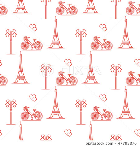 Paris Seamless pattern. Symbols and landmarks. - Stock Illustration ...