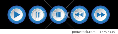 blue, white round music control buttons set - Stock Illustration ...