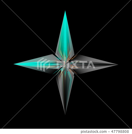 Glowing Four Point Star Isolated On Black - Stock Illustration ...