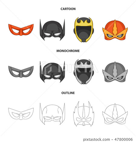 Vector design of hero and mask logo. Set of... - Stock Illustration ...