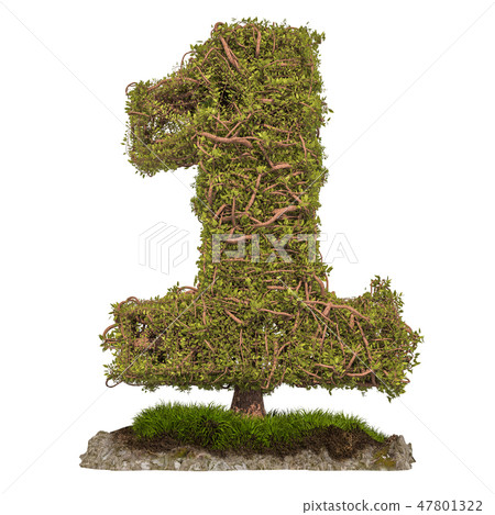 Tree Number 1. Tree in shaped of number 1 - Stock Illustration ...