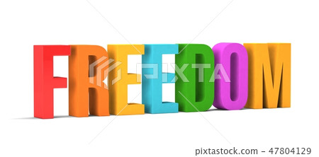 Freedom word. 3D Render illustration in white... - Stock Illustration ...