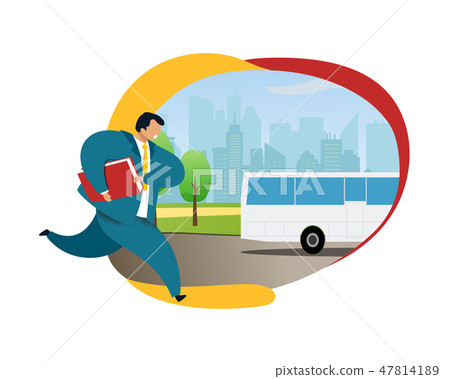 Businessman Running after Bus Vector Illustration - Stock Illustration ...