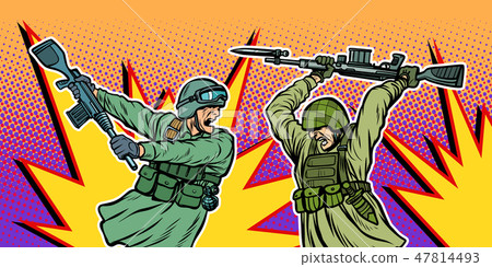 war and hatred. soldiers kill each other-插圖素材 [47814493] - PIXTA圖庫