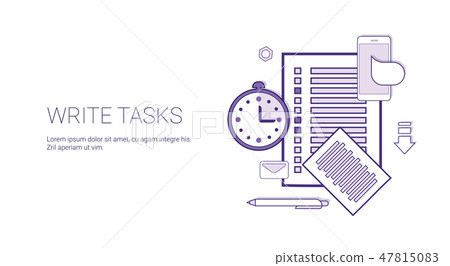 Write Tasks Planning Business Concept Banner... - Stock Illustration ...